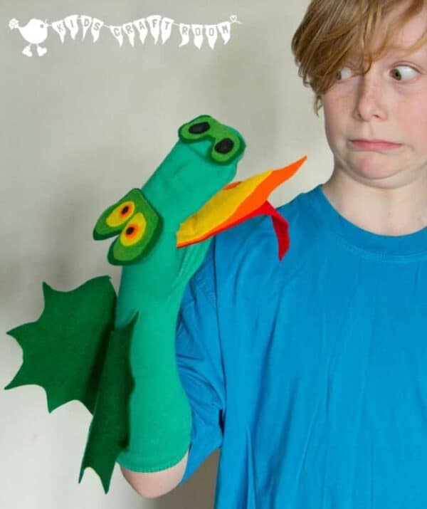 No Sew Dragon Sock Puppet (Free Pattern) - Kids Craft Room