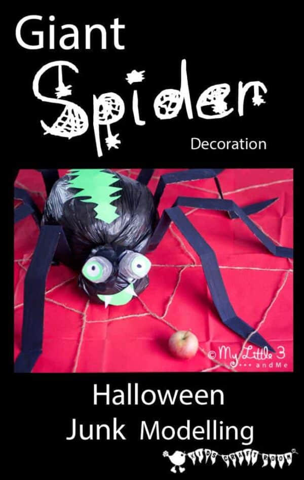 Giant Halloween Spider Craft - glow in the dark party decoration