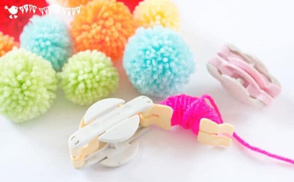 Colourful Rainbow Pom Pom Mobile - Kids Craft Room