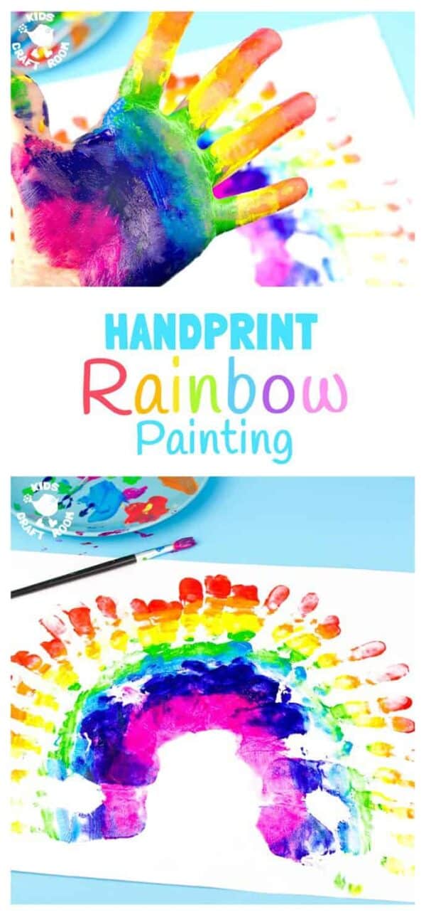 Gorgeous Handprint Rainbow Painting - Kids Craft Room