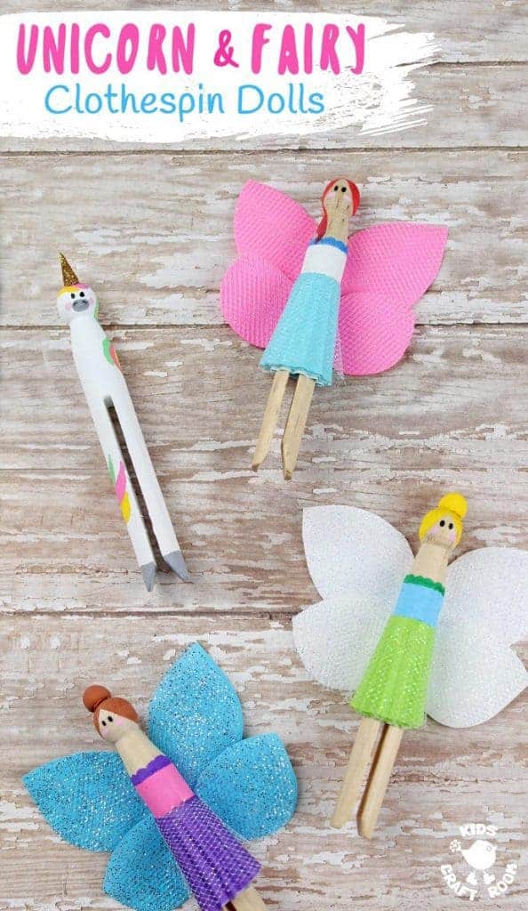 Fairy and Unicorn Clothespin Dolls - Kids Craft Room