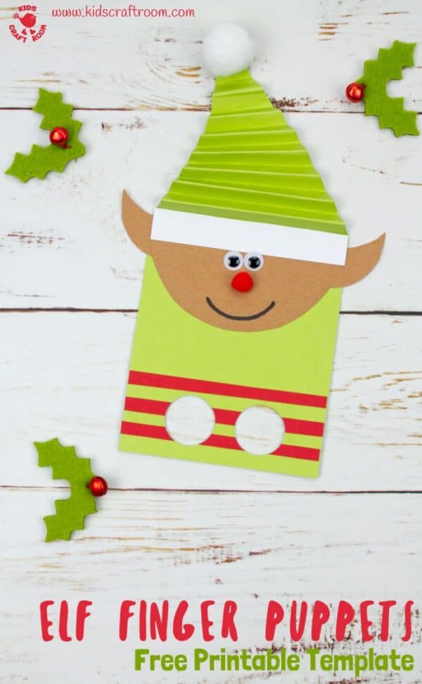 Elf Finger Puppet Craft With Printable Template - Kids Craft Room