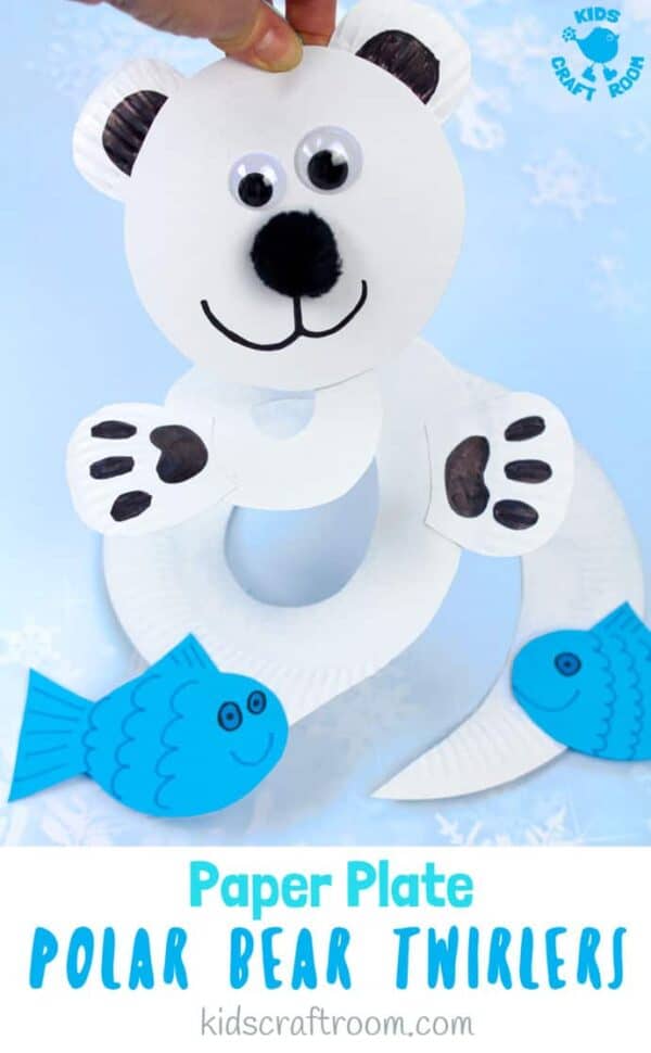 Paper Plate Polar Bear Twirler - Kids Craft Room