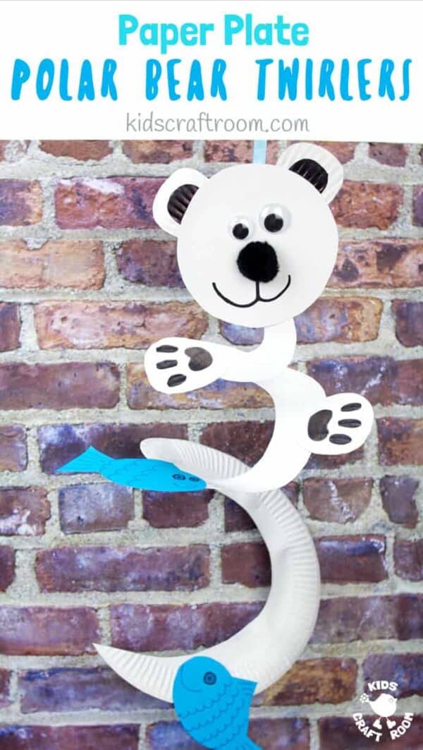 Paper Plate Polar Bear Twirler - Kids Craft Room