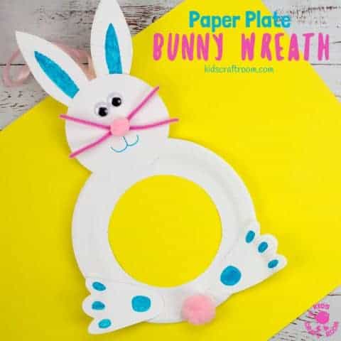 Paper Plate Easter Bunny Wreath Craft - Kids Craft Room