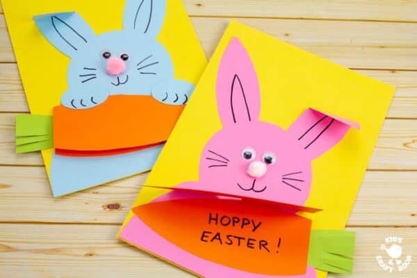 Carrot Nibbling Easter Bunny Cards - Kids Craft Room