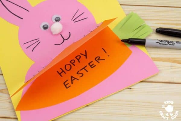 Carrot Nibbling Easter Bunny Cards - Kids Craft Room