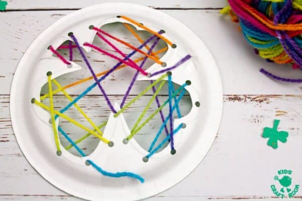 St Patrick's Day Shamrock Lacing Craft - Kids Craft Room