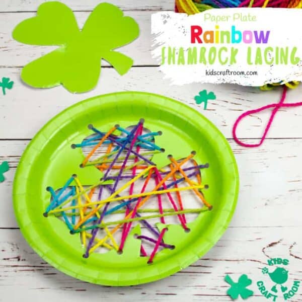 St Patrick's Day Shamrock Lacing Craft - Kids Craft Room