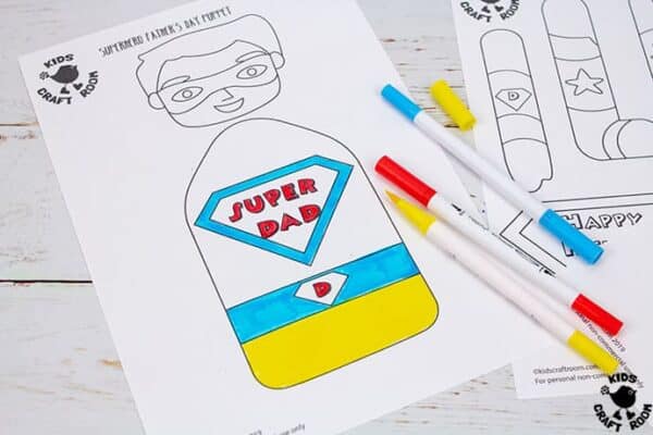 Father's Day Superhero Puppets - Kids Craft Room