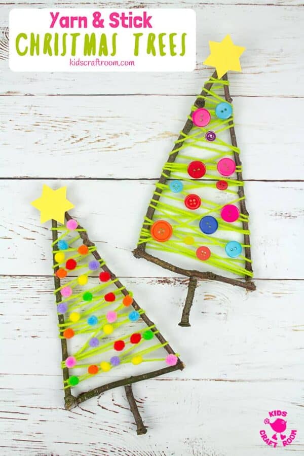 Yarn and Stick Christmas Tree Craft - Kids Craft Room