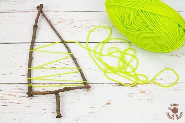 Yarn and Stick Christmas Tree Craft - Kids Craft Room