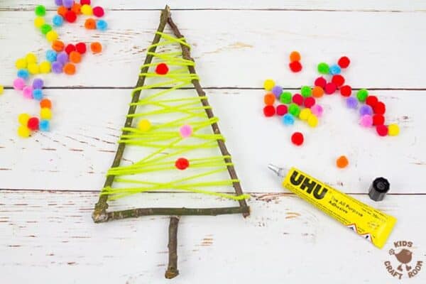 Yarn and Stick Christmas Tree Craft - Kids Craft Room