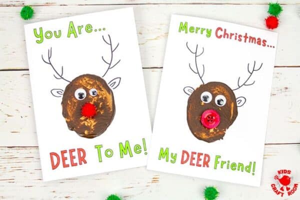 Funny Pun Reindeer Christmas Cards (Potato Printing Activity) - Kids ...