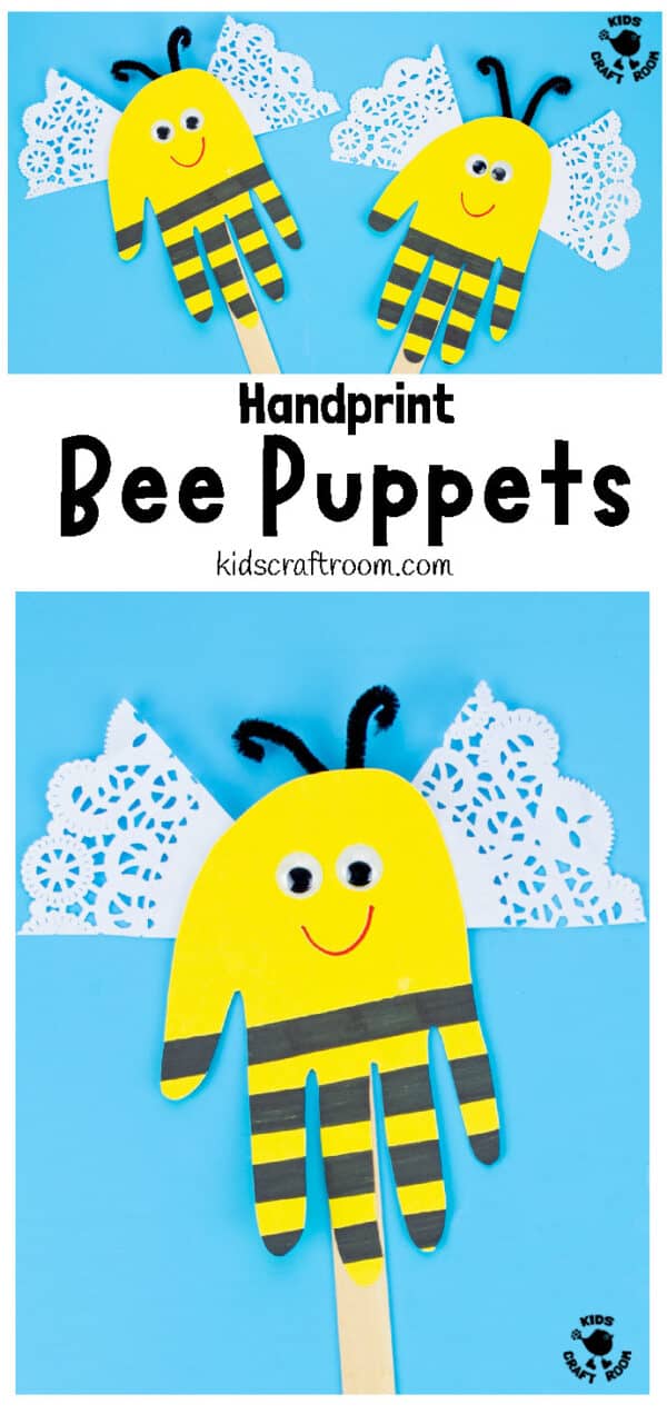 Handprint Bee Puppet Craft - Kids Craft Room
