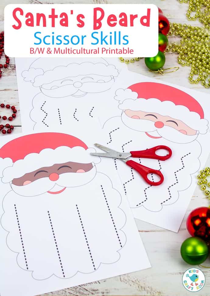 Santa s Beard Christmas Scissor Skills Activity Kids Craft Room