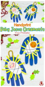 Handprint Baby Jesus Ornament Craft - Kids Craft Room