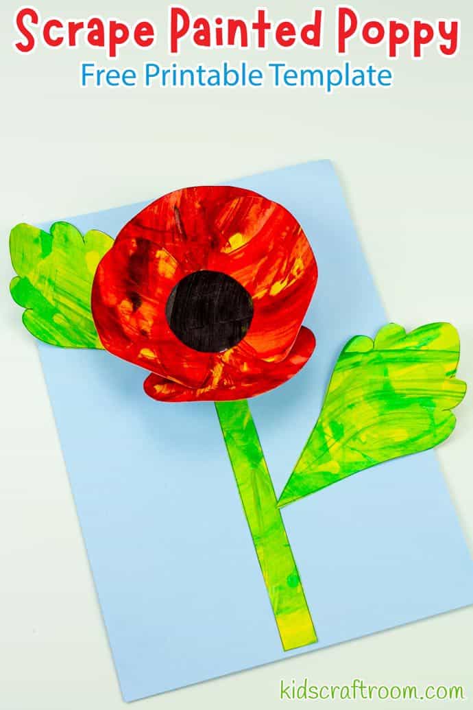 Scrape Painted Poppy Craft - Kids Craft Room