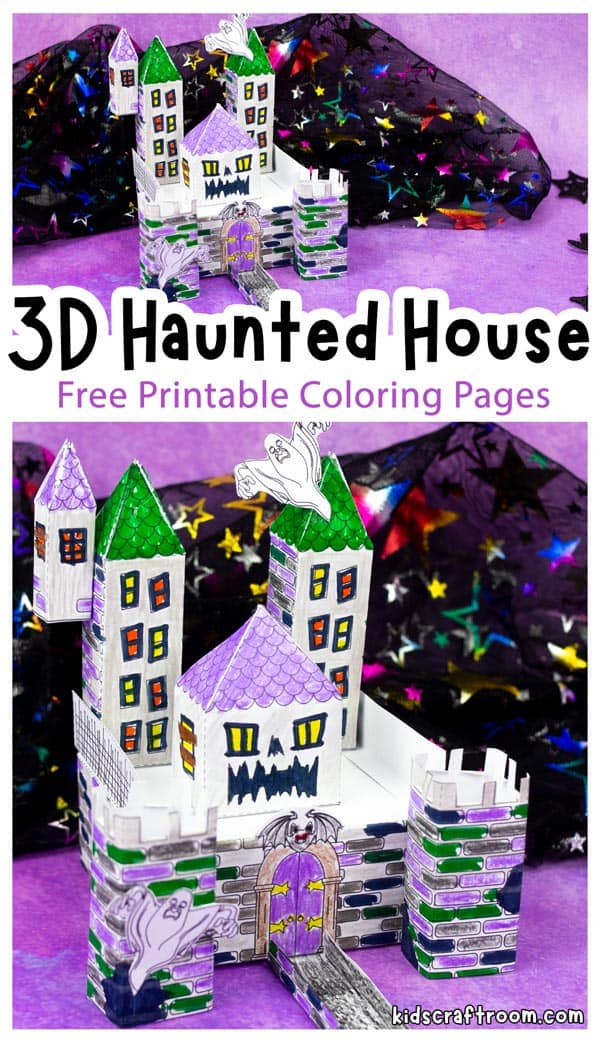 3D Haunted House Coloring Pages (Free Halloween Printable) - Kids Craft ...