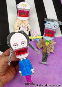 Free Printable Halloween Puppets (The Addams Family) - Kids Craft Room