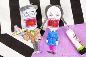 Free Printable Halloween Puppets (The Addams Family) - Kids Craft Room