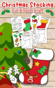 Cut and Paste Christmas Stocking Craft (Free Printable) - Kids Craft Room