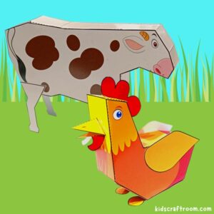 3D Farm Animal Crafts For Kids (Free Printable) - Kids Craft Room