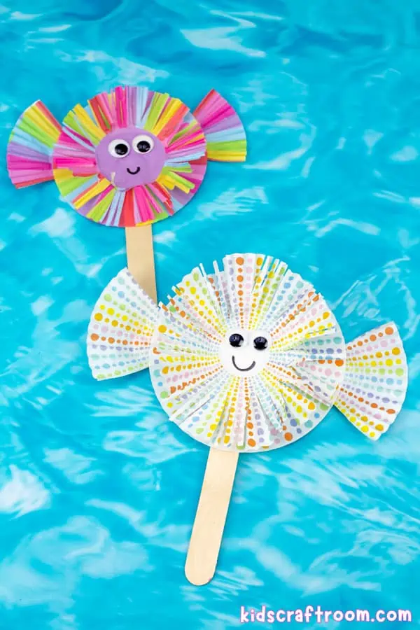 Cute Cupcake Liner Puffer Fish Craft For Kids - Kids Craft Room