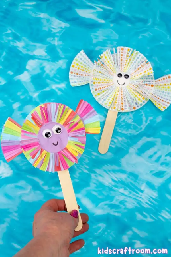 Cute Cupcake Liner Puffer Fish Craft For Kids - Kids Craft Room