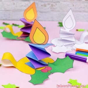 3D Paper Candle Craft For Kids - Christmas, Hanukkah, Diwali - Kids ...