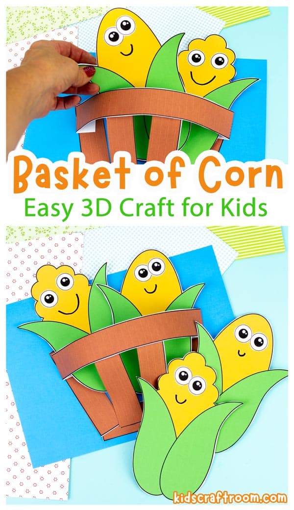 Easy Basket of Corn Craft For Kids (Printable Template) - Kids Craft Room