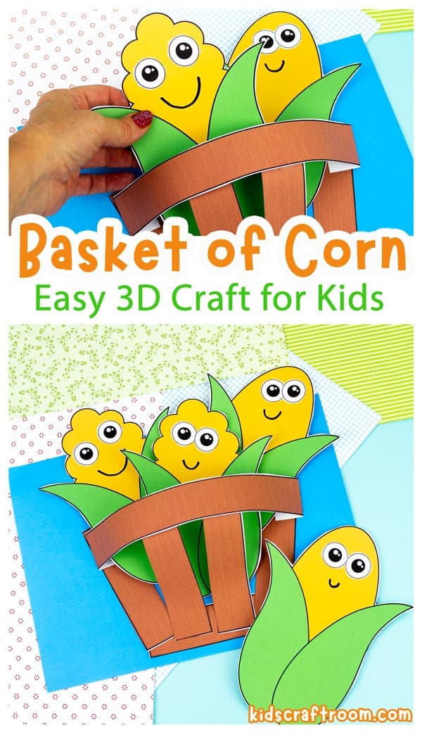 Easy Basket of Corn Craft For Kids (Printable Template) - Kids Craft Room