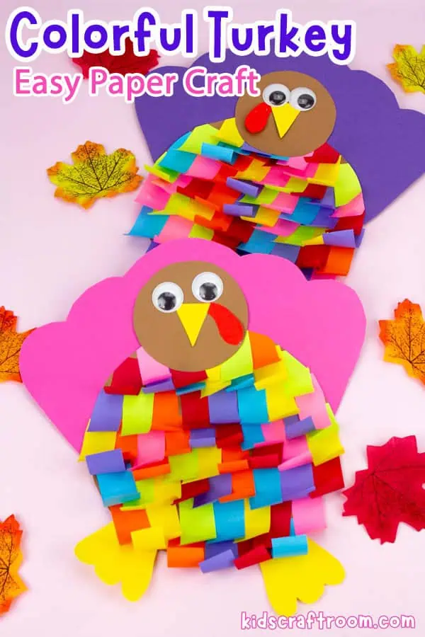 Colourful Curled Paper Turkey Craft For Kids - Kids Craft Room