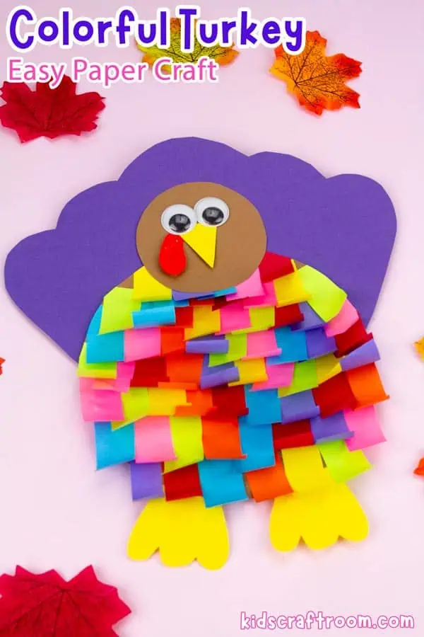 Colourful Curled Paper Turkey Craft For Kids - Kids Craft Room