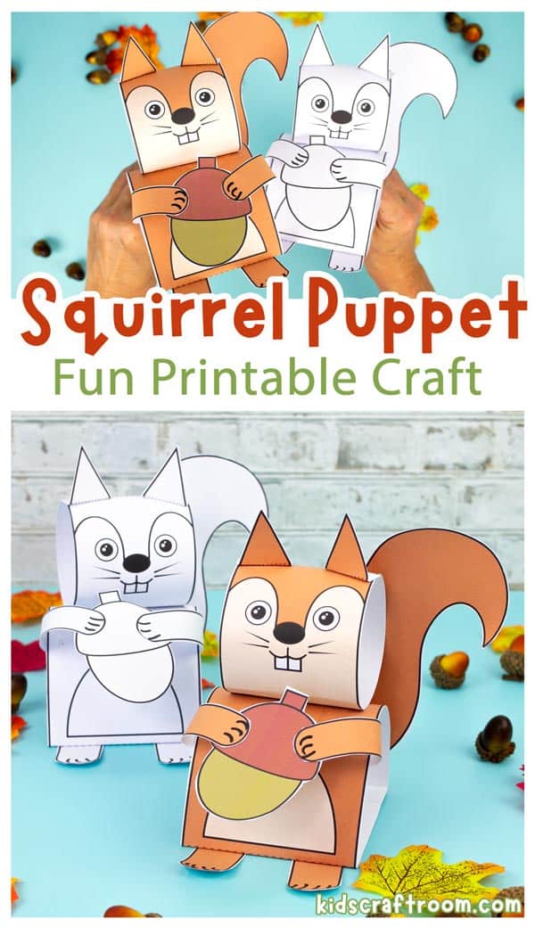 Easy Squirrel Puppet Craft For Kids (Printable Template) - Kids Craft Room