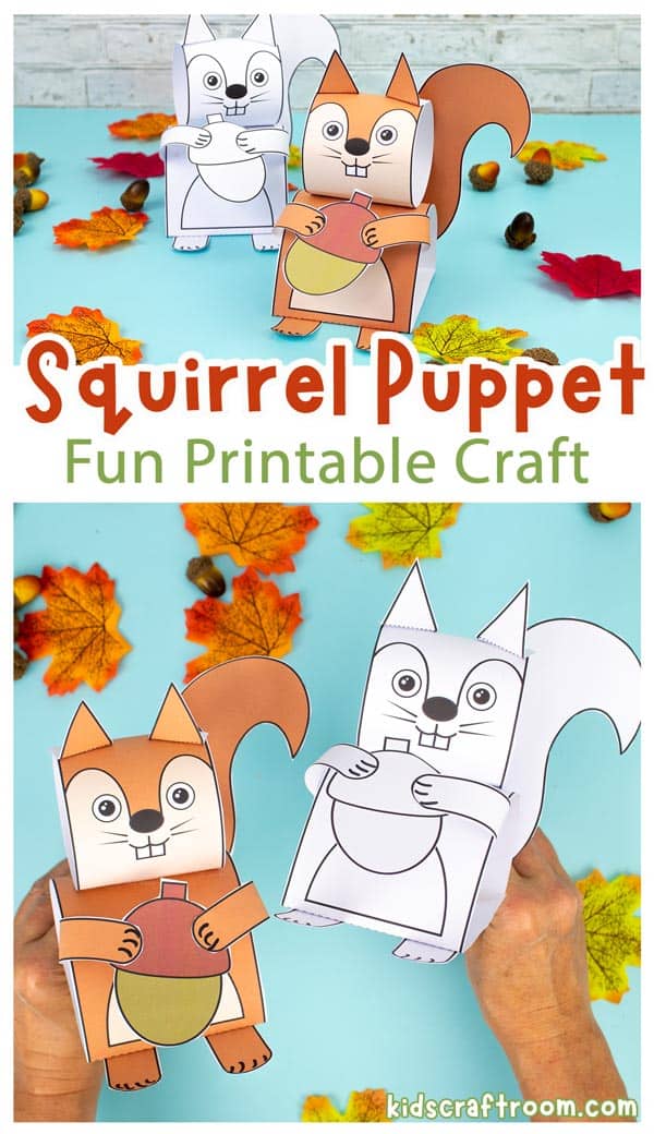 Easy Squirrel Puppet Craft For Kids (Printable Template) - Kids Craft Room