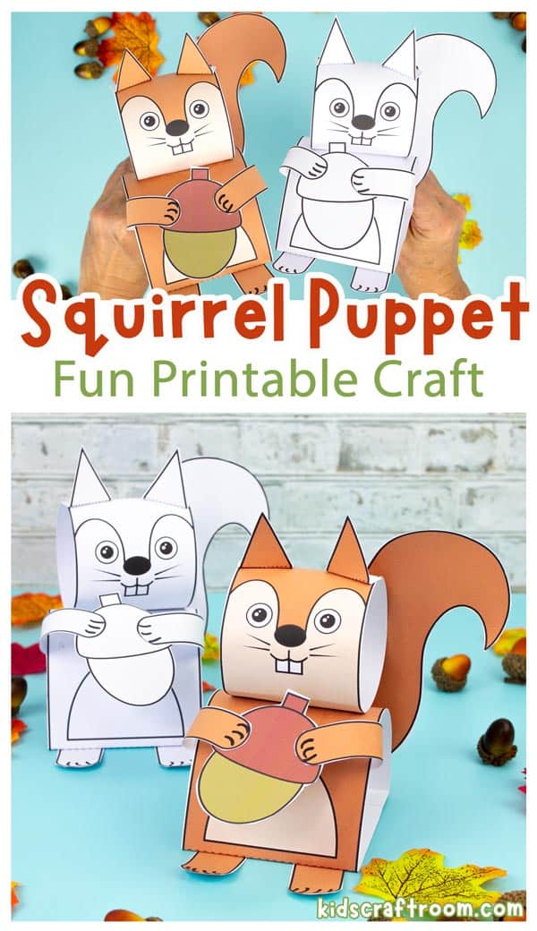 Easy Squirrel Puppet Craft For Kids (Printable Template) - Kids Craft Room
