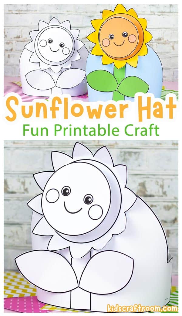 Easy Sunflower Hat Craft For Kids (Printable Template) - Kids Craft Room