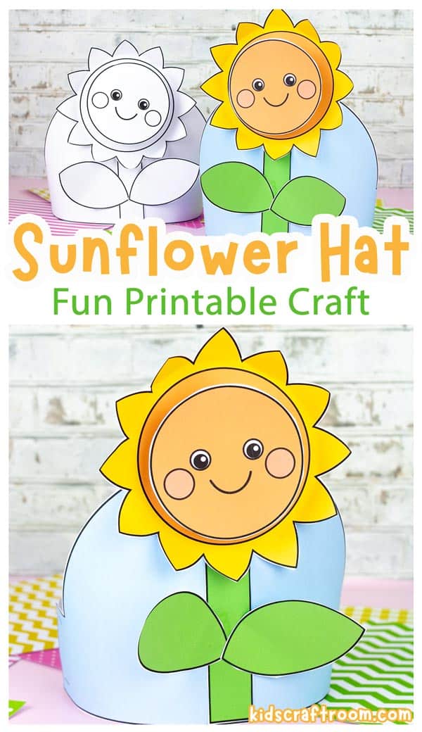 Easy Sunflower Hat Craft For Kids (Printable Template) - Kids Craft Room