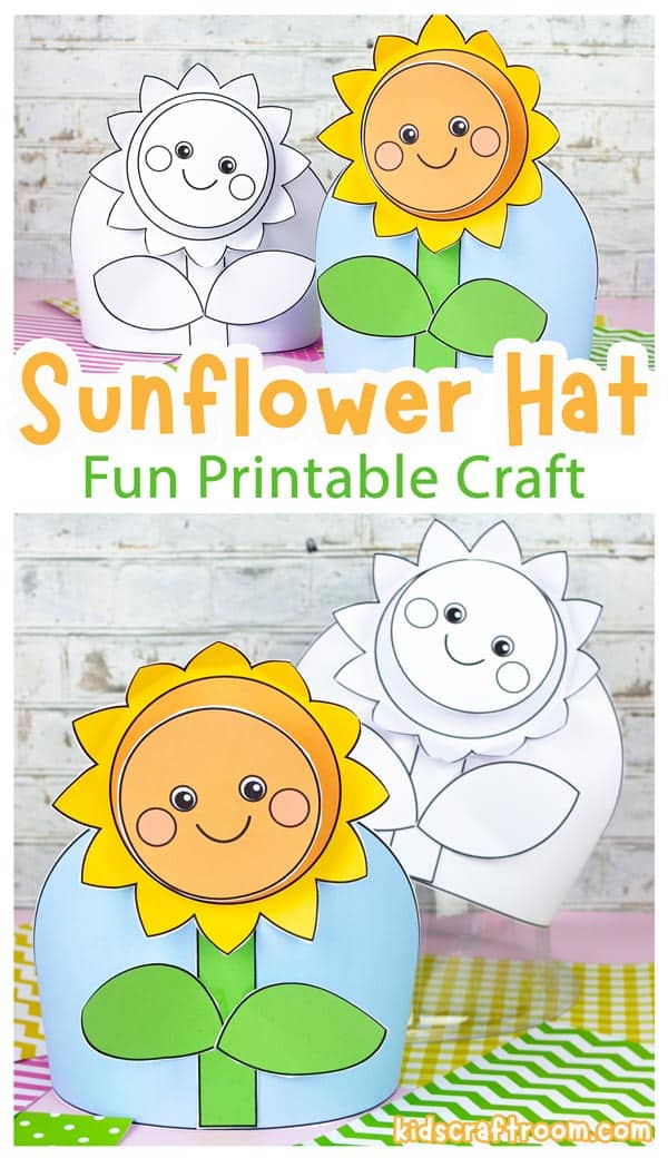 Easy Sunflower Hat Craft For Kids (Printable Template) - Kids Craft Room