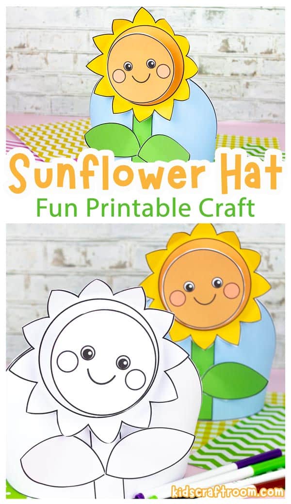 Easy Sunflower Hat Craft For Kids (Printable Template) - Kids Craft Room