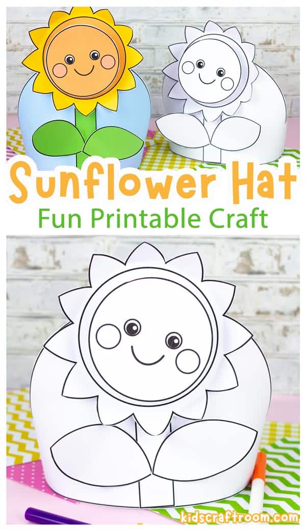 Easy Sunflower Hat Craft For Kids (Printable Template) - Kids Craft Room