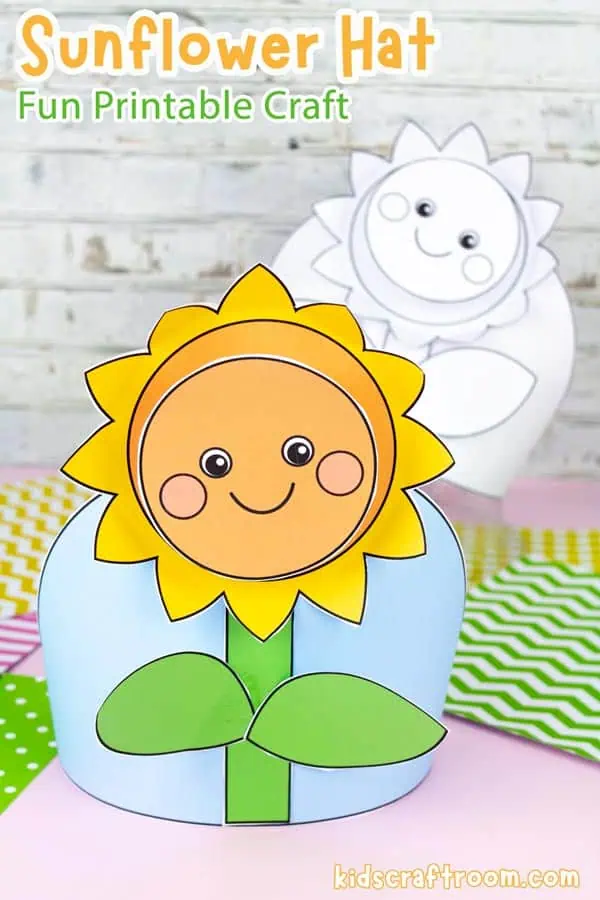 Easy Sunflower Hat Craft For Kids (Printable Template) - Kids Craft Room
