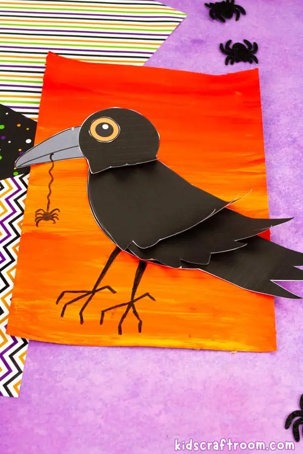 3D Crow Craft for Kids (Printable Template) - Kids Craft Room