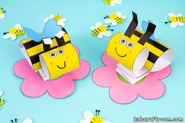 Springy 3D Paper Bee Craft For Children - Artshow24